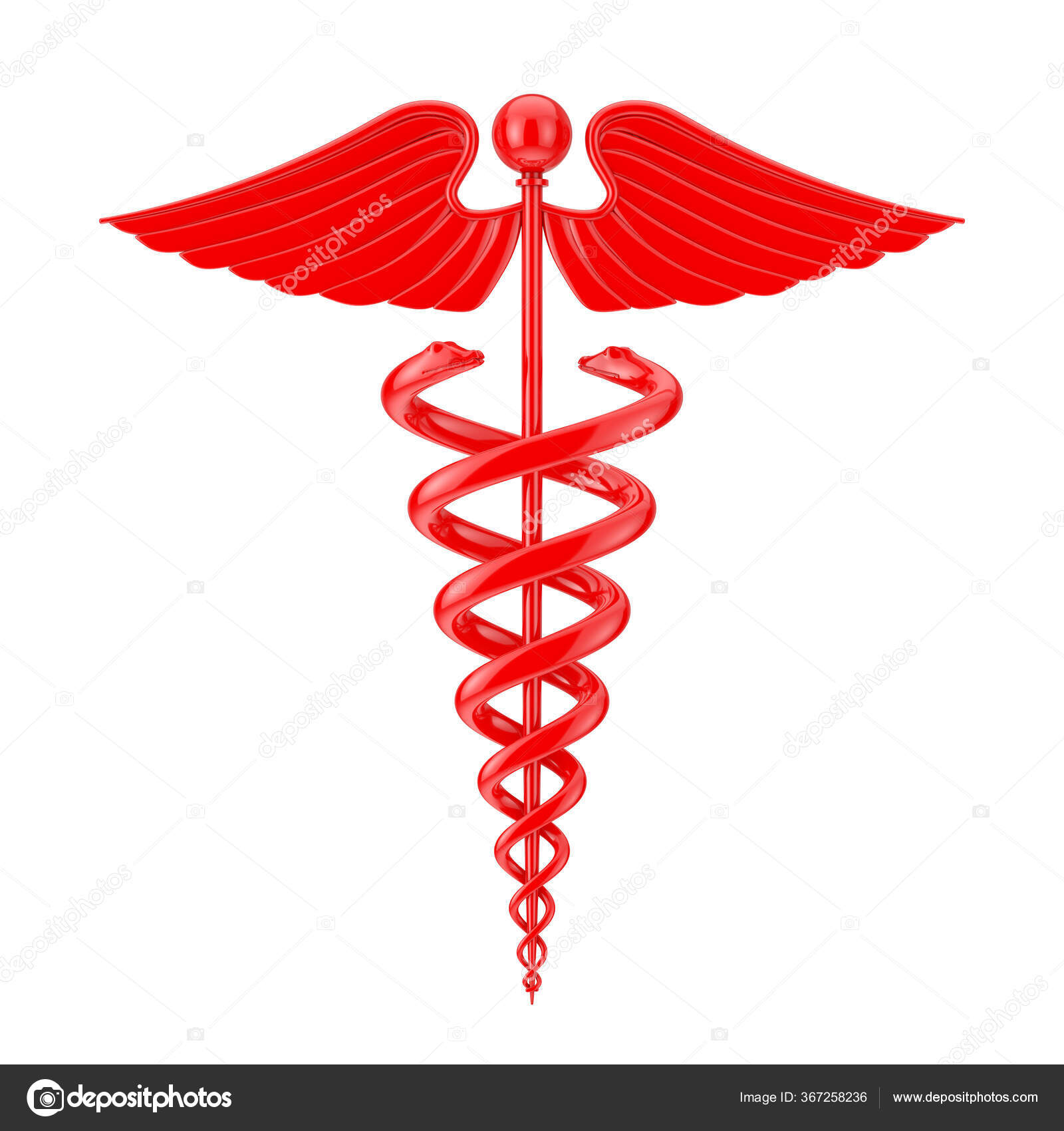 Red Caduceus Medical Symbol Medical Caduceus Symbol" Photographic