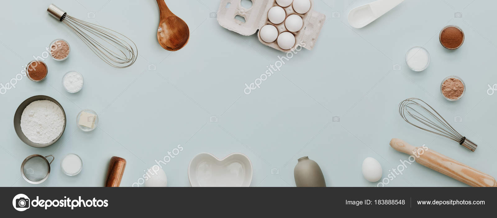 Baking Background Bake Ingredients Banner Website Pastel Background Top ...