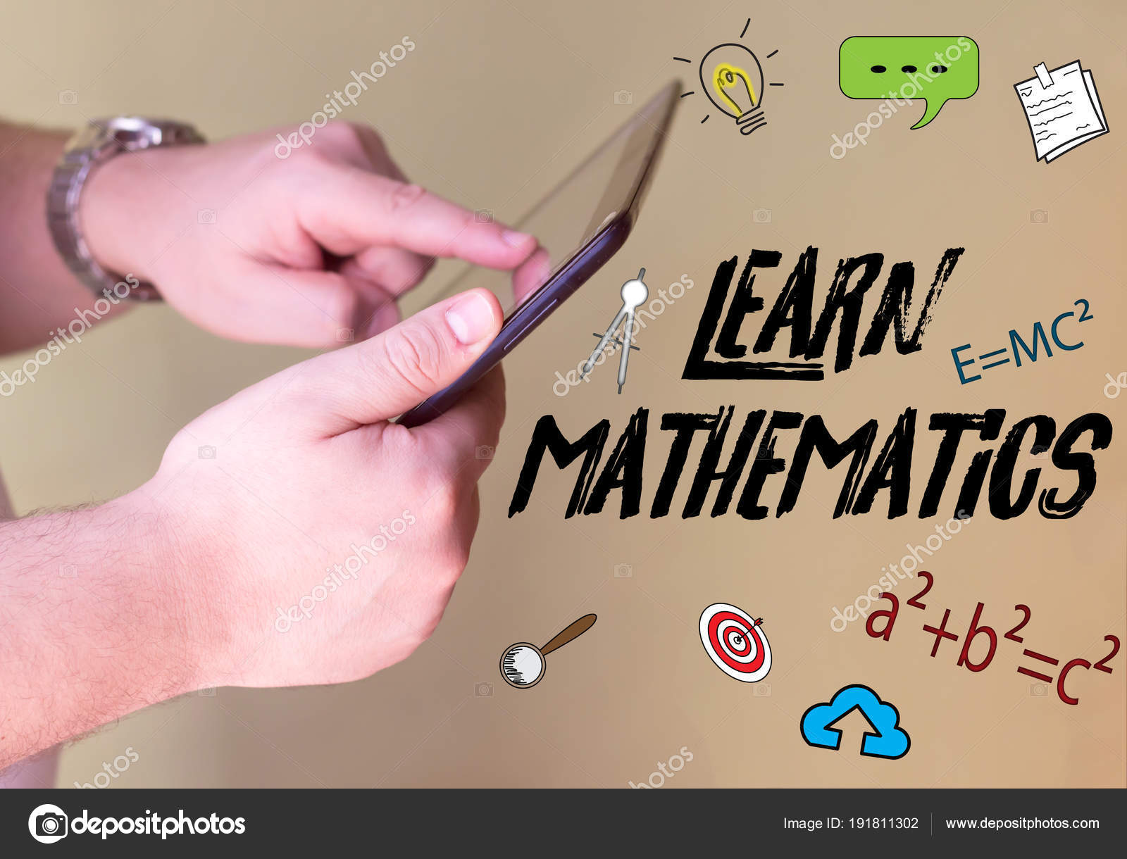 Learn Mathematics Person Holding Smartphone — Stock Photo © toraborah ...