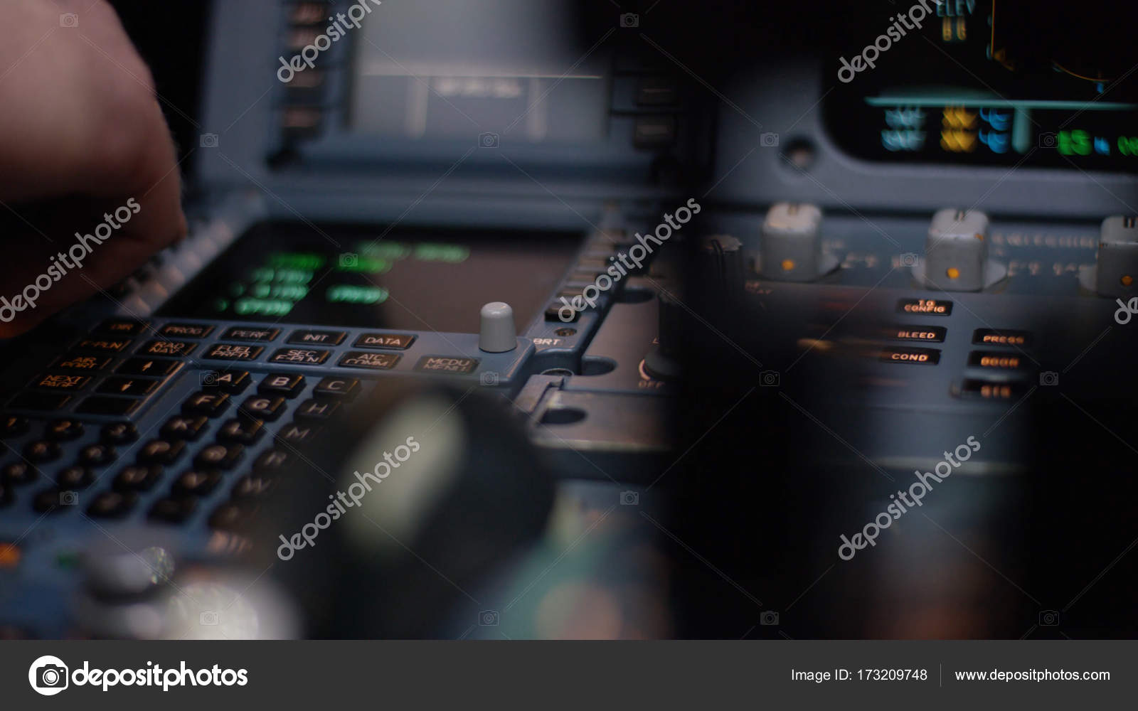 Autopilot control element of an airliner. Panel of switches on an ...