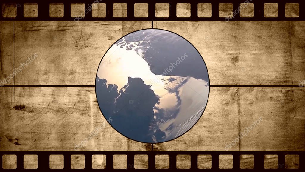 Animaci n de una vieja pel cula negativa con tierra, galaxia y sol. Planeta Tierra en animaci n ...