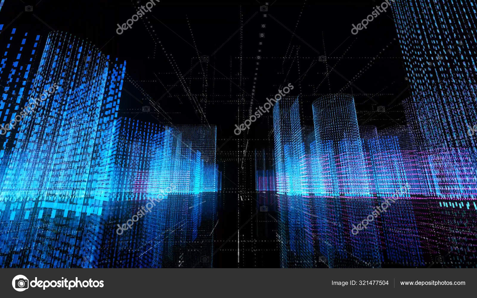 Digital city animation in space with numbers. Animation. Construction ...