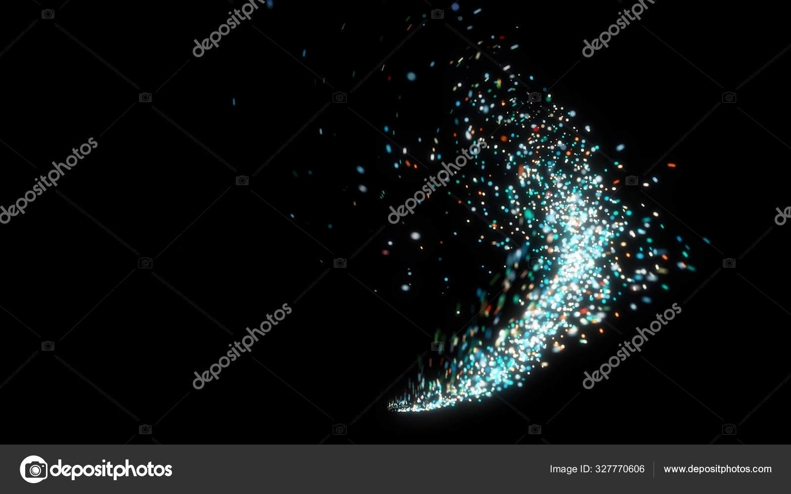Comet of confetti on black background. Animation. Abstract animation of ...