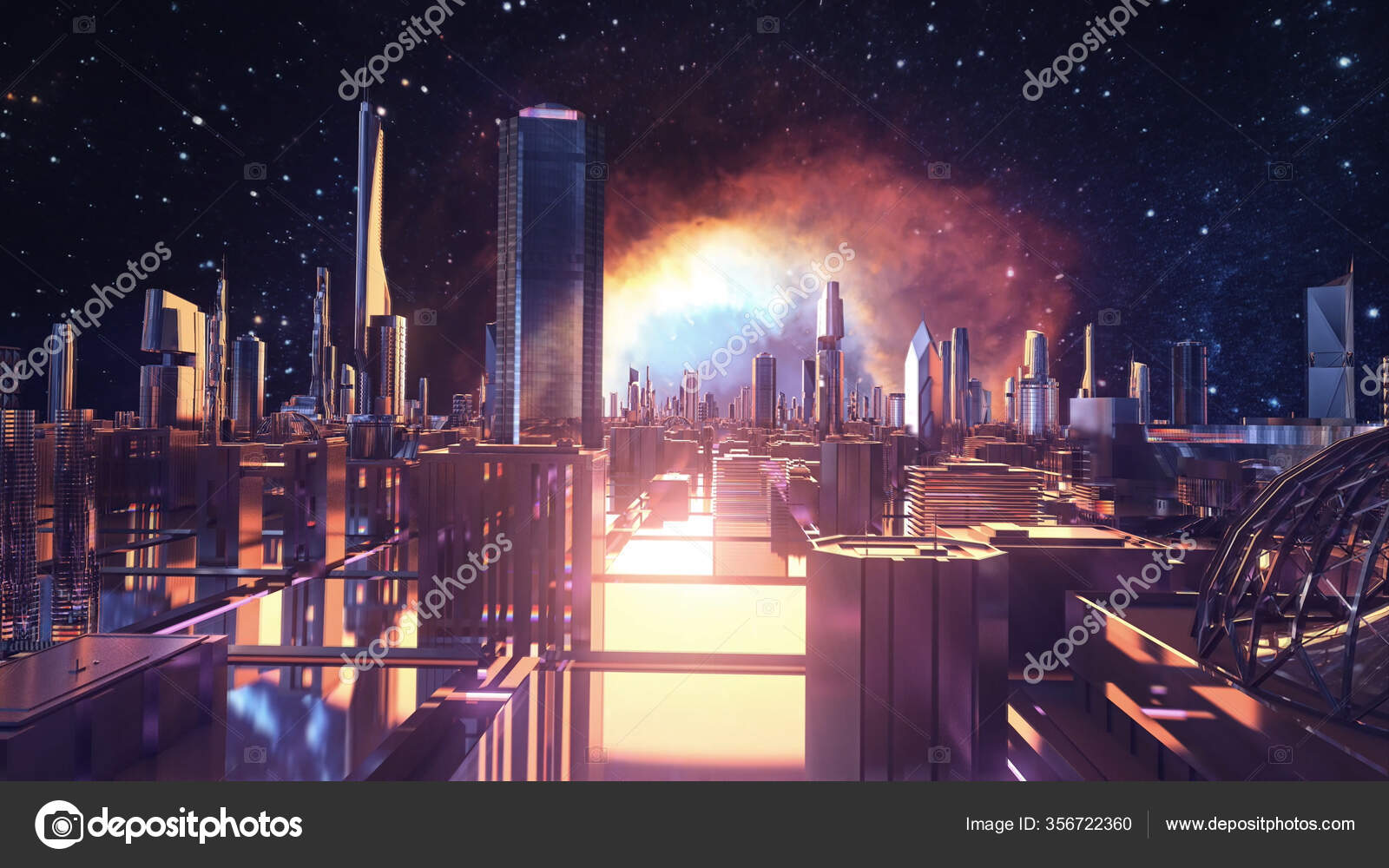 Futuristic landscape, motion in virtual space and the background of an ...