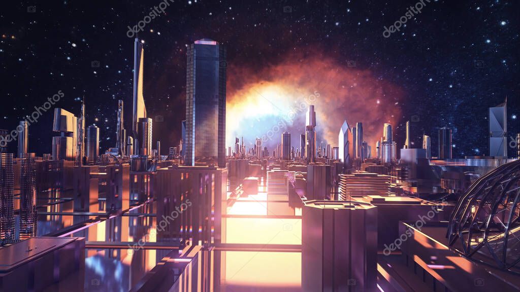 Paisaje futurista, movimiento en el espacio virtual y el fondo de una ...