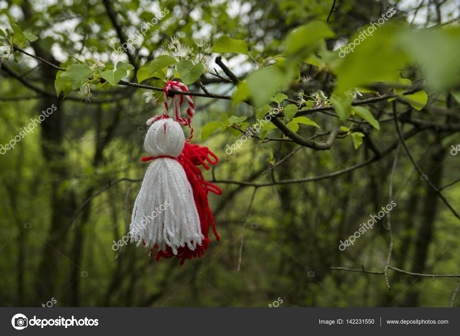 Traditional Martenitsa on a tree — Stock Photo © PetarPaunchev #142231550