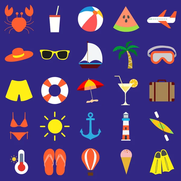 Summer Icons Thin Line Vector Illustration Set Stock Vector Image By