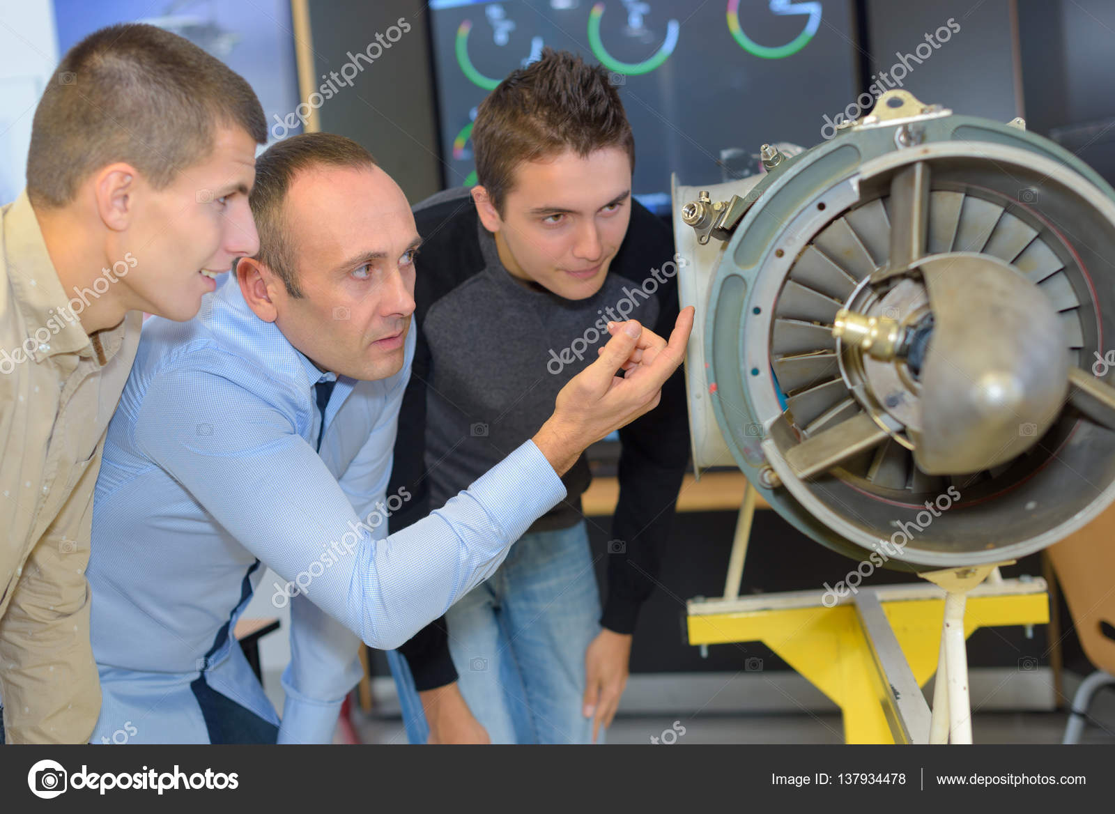 Aeronautical engineers testing speed of propellers — Stock Photo ...