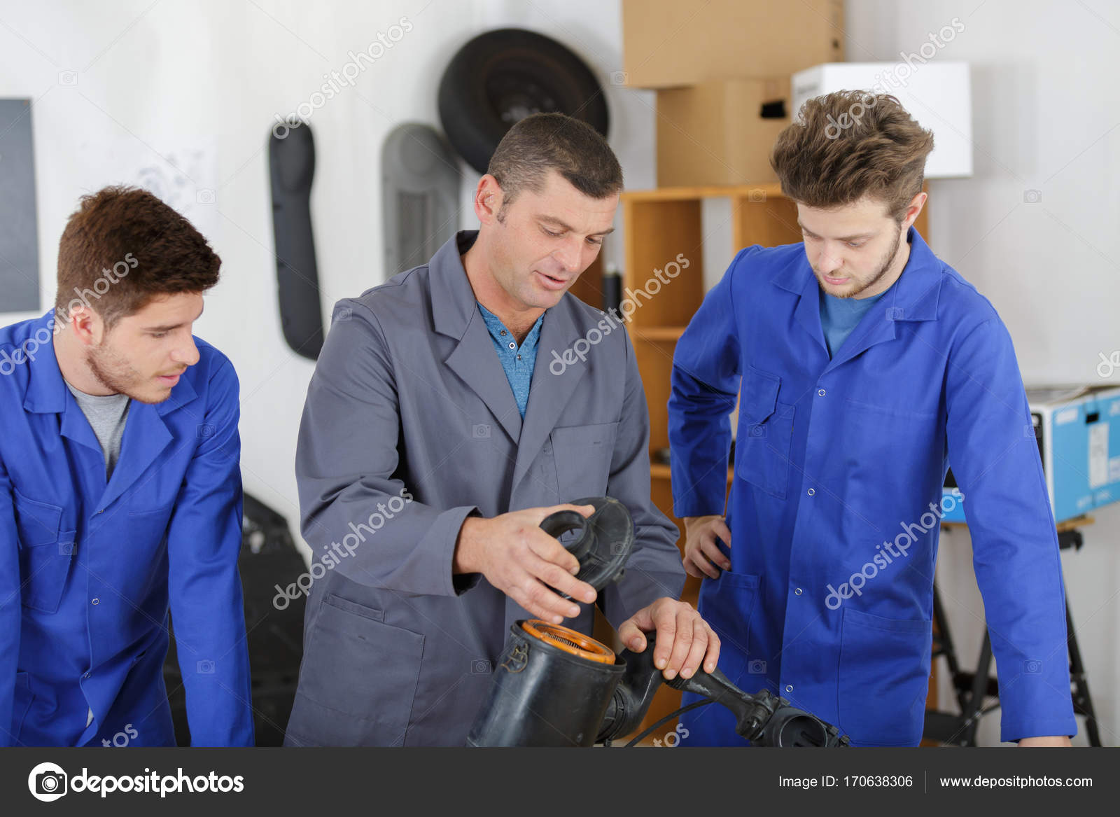 Mechanics training class with teacher and students Stock Photo by ...