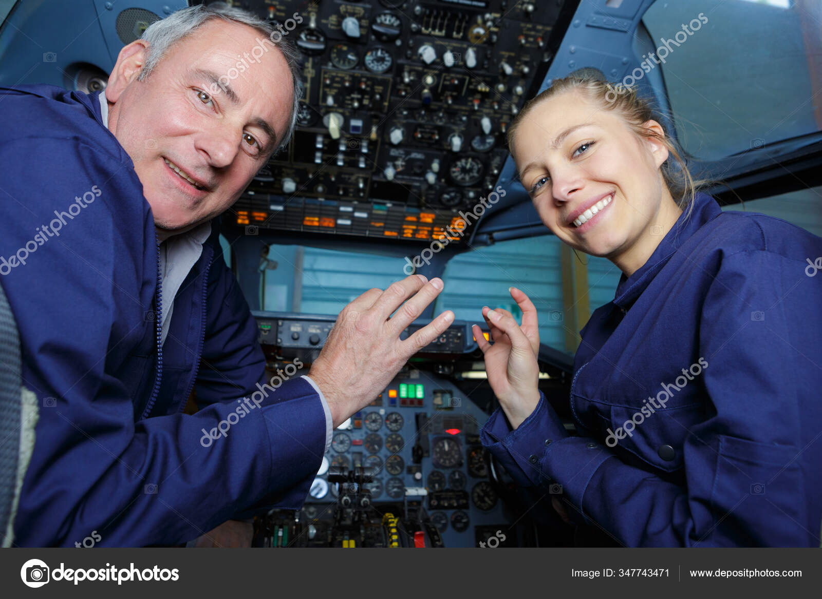 Two Smiling Pilots Cockpit — Stock Photo © photography33 #347743471