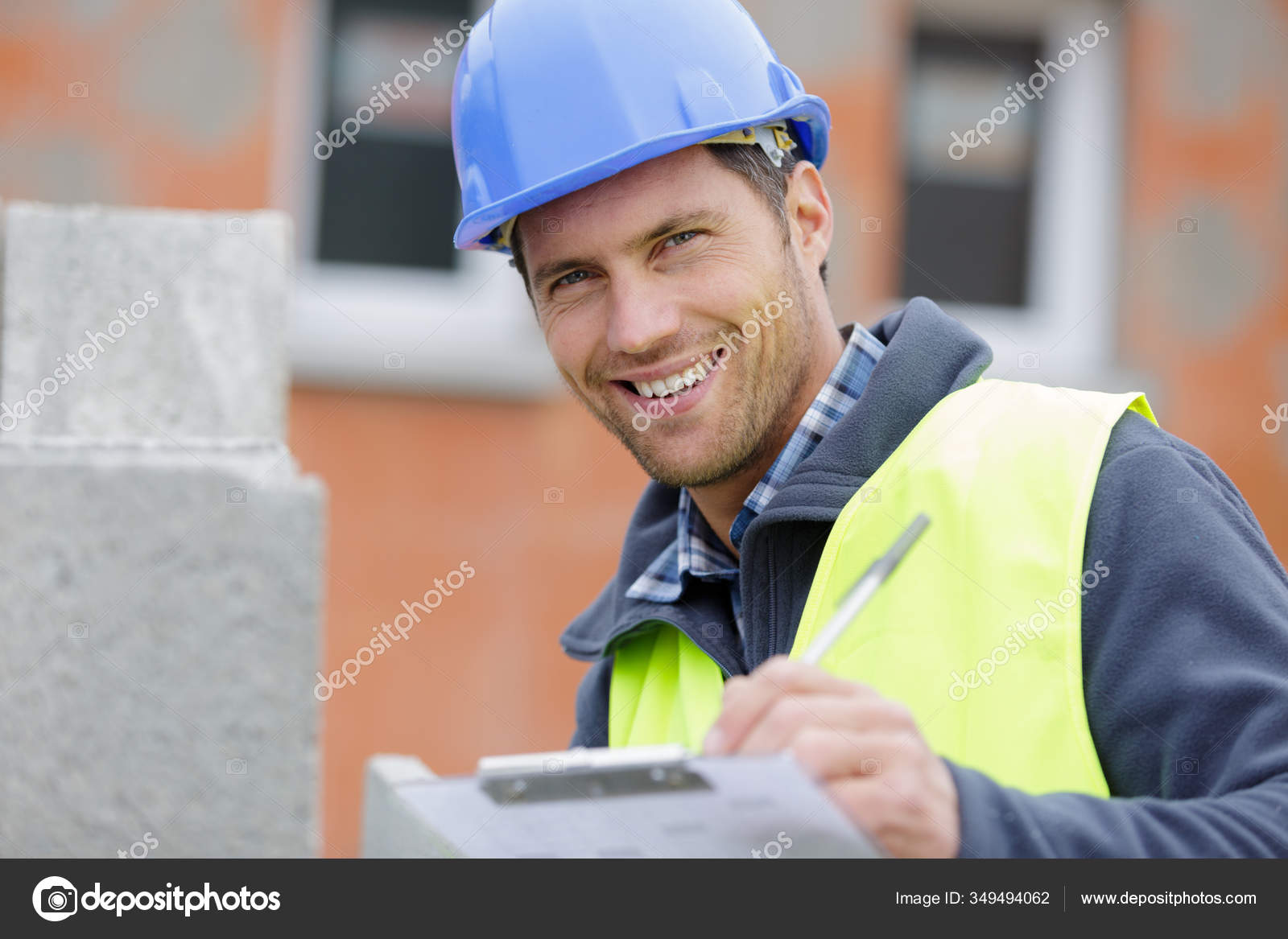 Handsome Happy Workman Writing Clipboard Stock Photo by ©photography33 ...