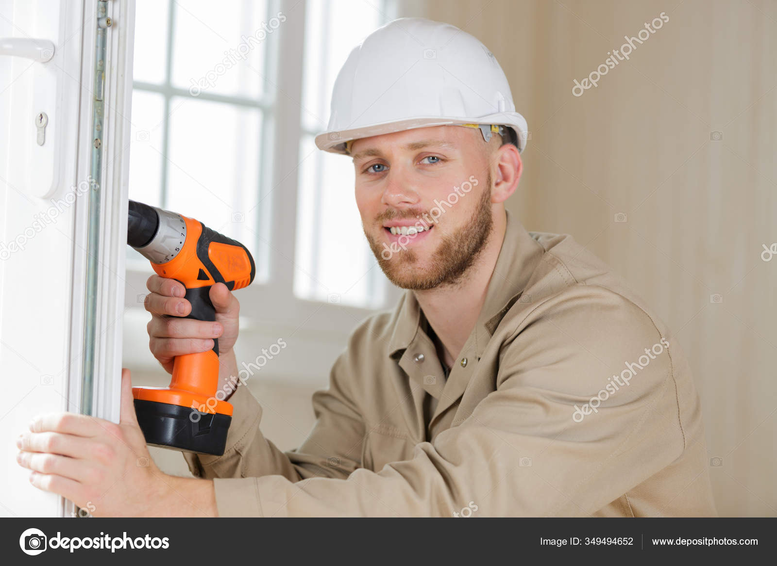 Man Drilling Window Stock Photo by ©photography33 349494652