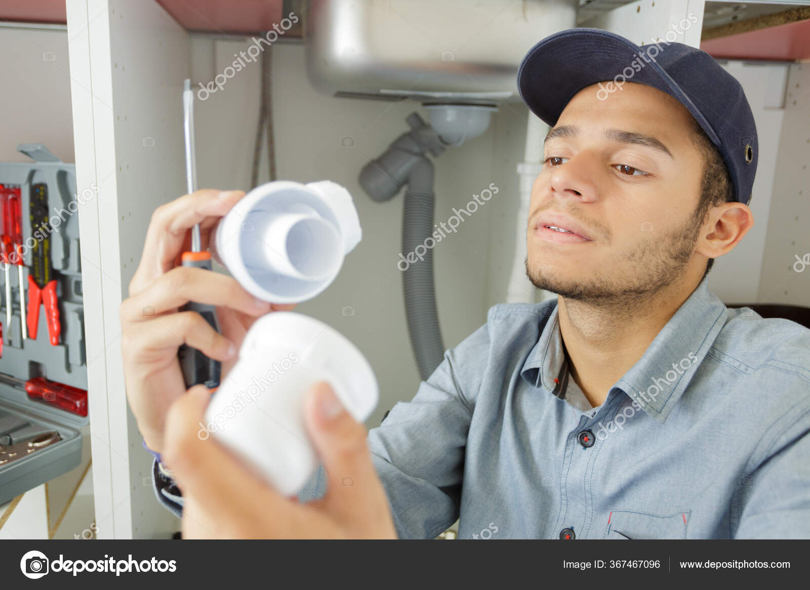 Man Fitting Plumbing Fixture Sink Stock Photo by ©photography33 367467096