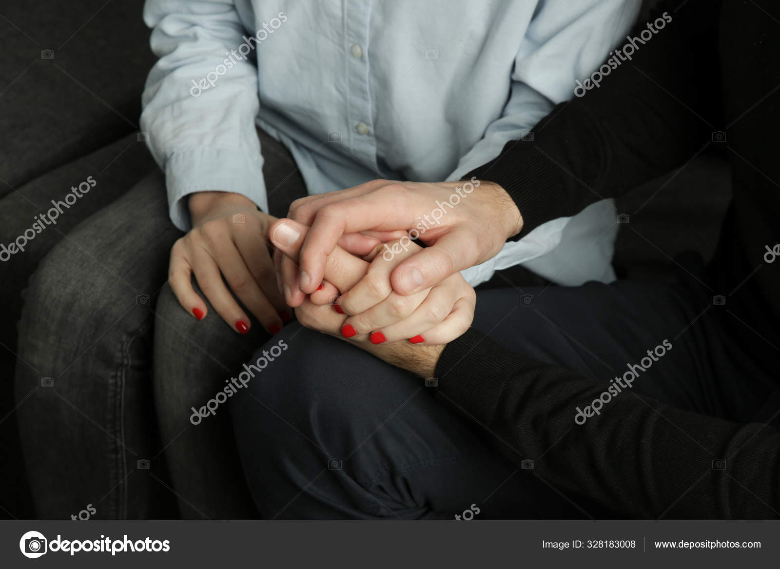 Two Young Adults Holding Hands Consoling Condolences Care Concept ...