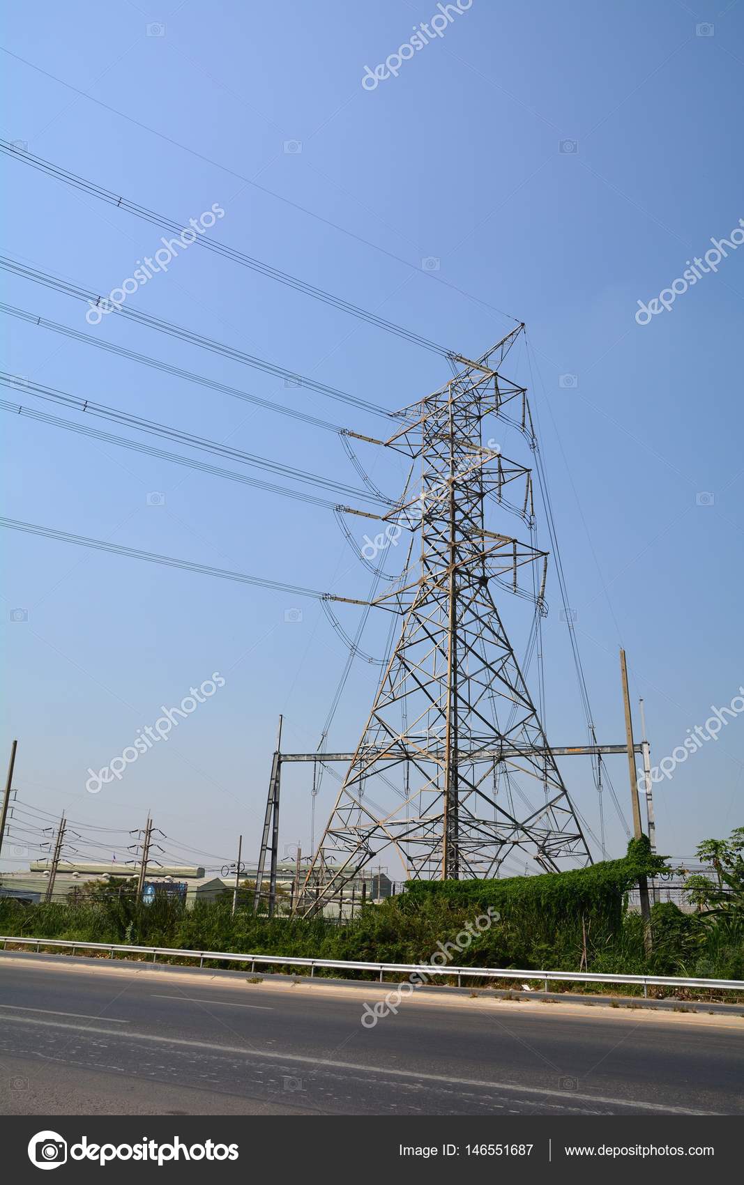 Pylon and power lines at sunset — Stock Photo © Paisan579 #146551687