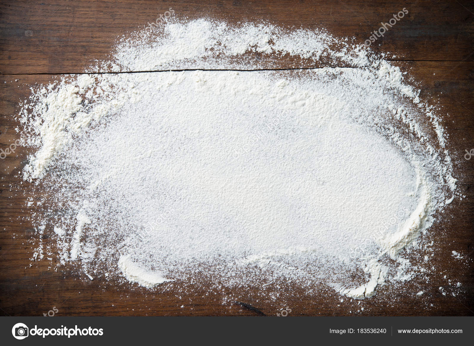 Baking background with flour on wooden table Stock Photo by ©alexraths ...