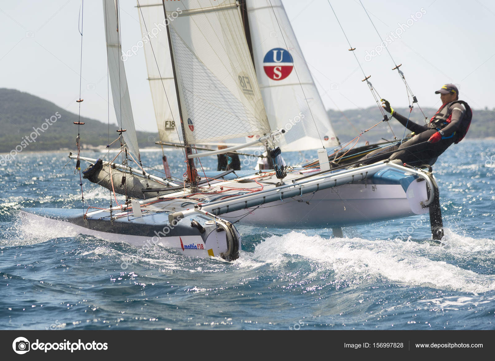 PUNTA ALA - 3 JUNE: athlete sailing on Formula 18 national catamaran ...