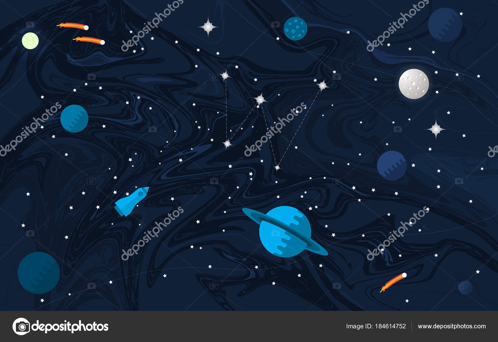 Space flat background with planets and stars Stock Vector by ©Foxyliam ...