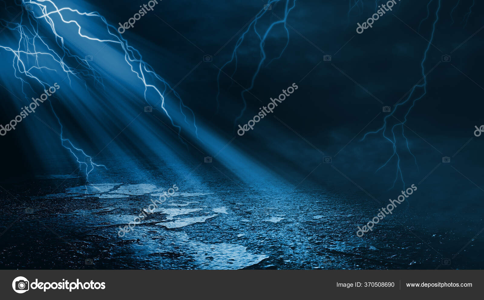 Dramatic Background Night Sky Thunderstorm Lightning Smoke Fog Smog ...