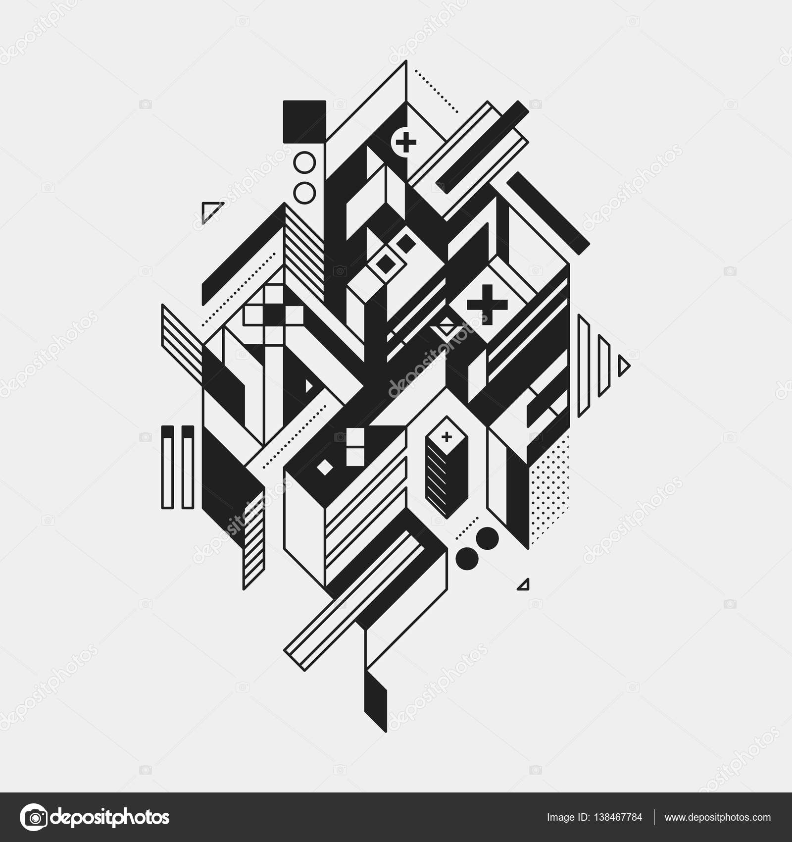 Abstract geometric element in futuristic style isolated on white ...