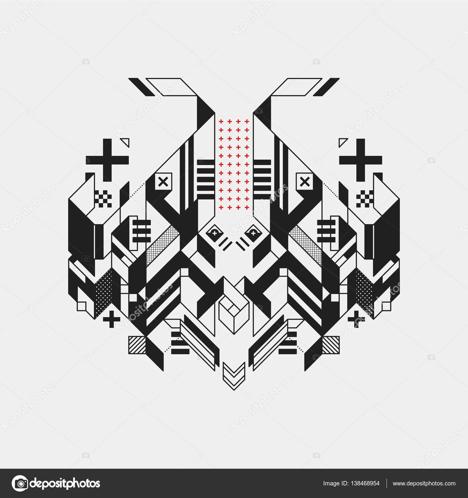 Abstract geometric design element on white background. Futuristic ... Abstract geometric design element on white background. Futuristic ...
