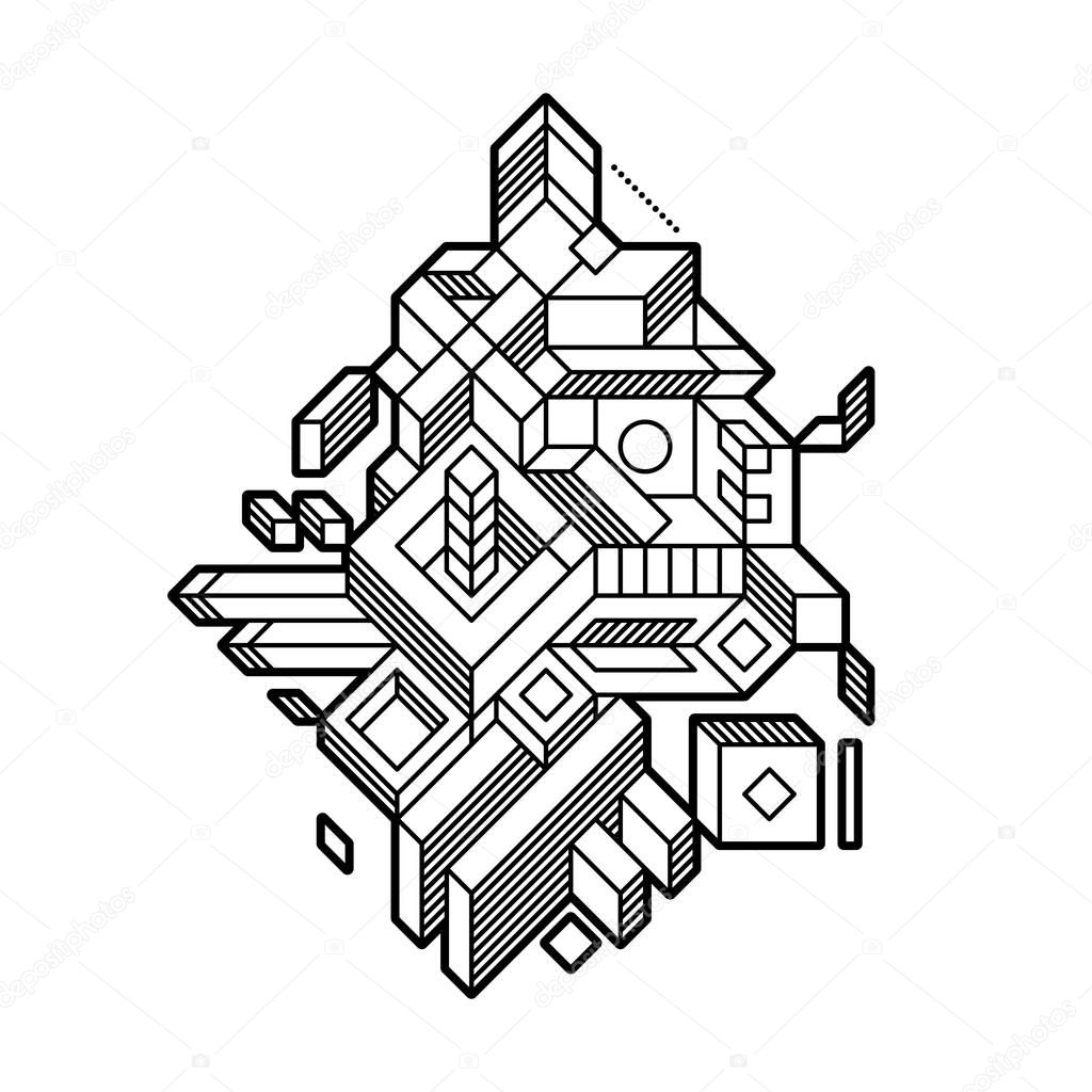 Composición geométrica abstracta con formas geométricas complejas ...