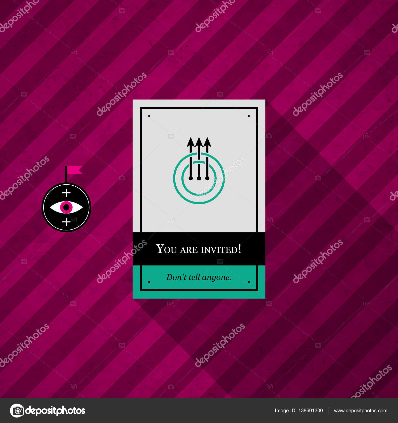 Modern design card template with mystic symbols and wacky colors ...
