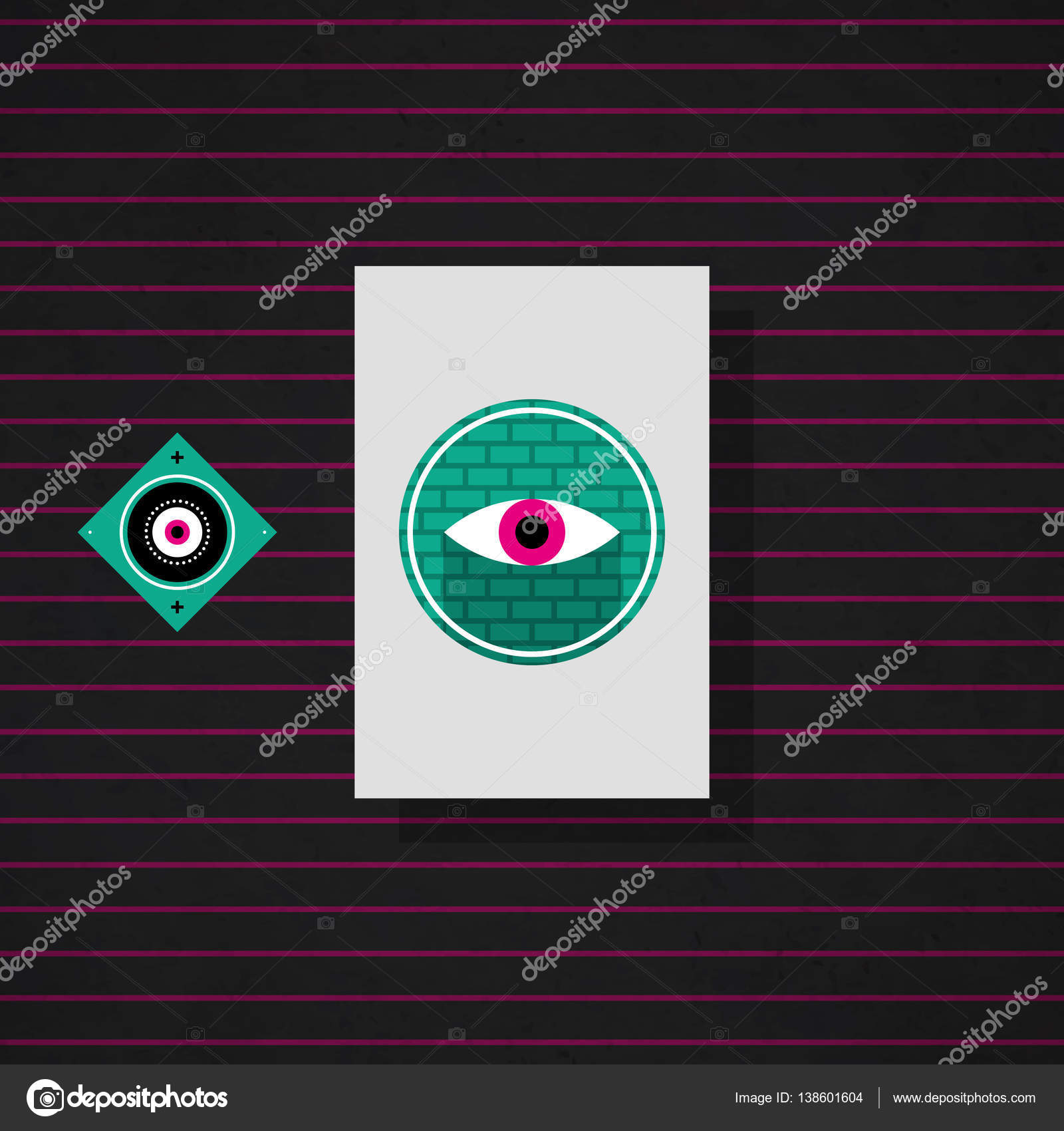 Modern design card template with mystic symbols and wacky colors ...