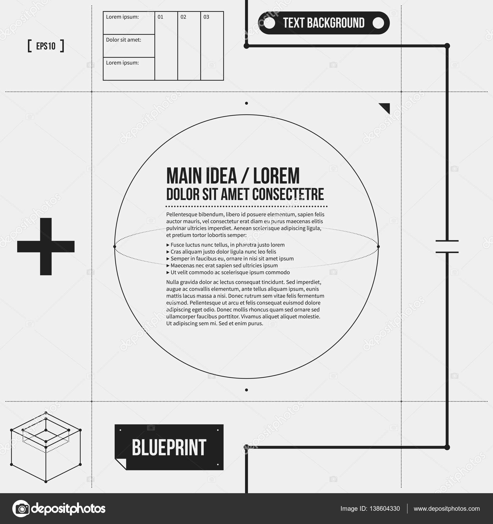 Text background template with black circle in draft style. EPS10 Stock ...