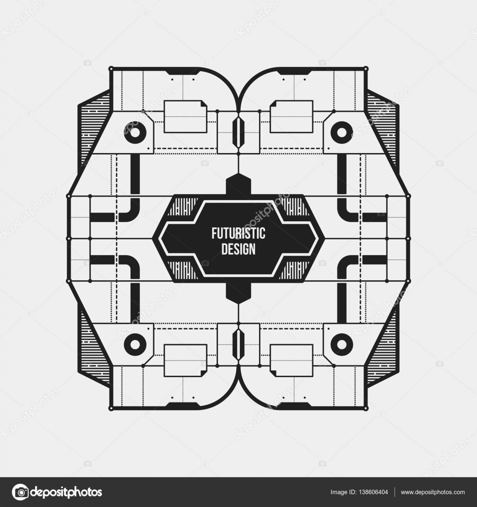 Abstract futuristic design element template. Useful for science posters ...