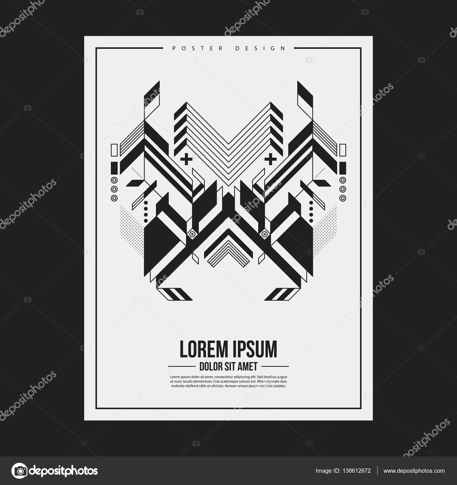 Poster/print design template with symmetric abstract element on white ...