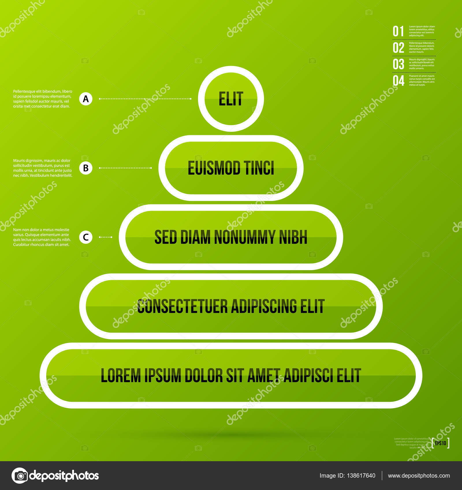 Pyramid chart template on fresh green background. Vector eps-10. Stock ...
