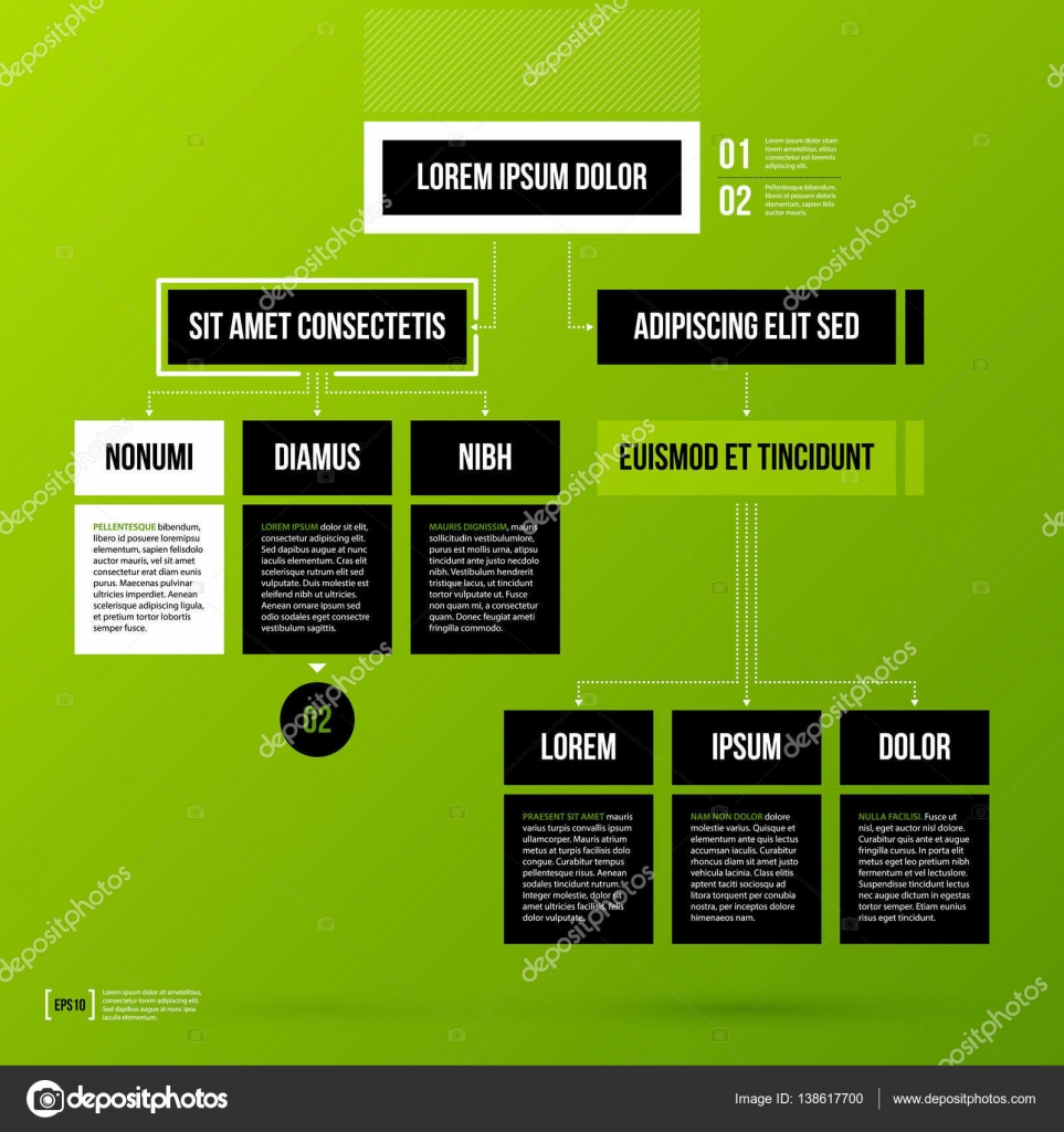 Organization chart template on fresh green background. Vector EPS-10 ...