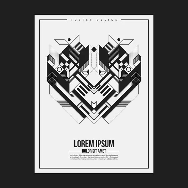 Poster/print design template with symmetric abstract element on white ...