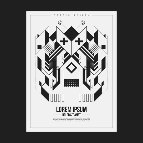 Poster/print design template with symmetric abstract element on white ...