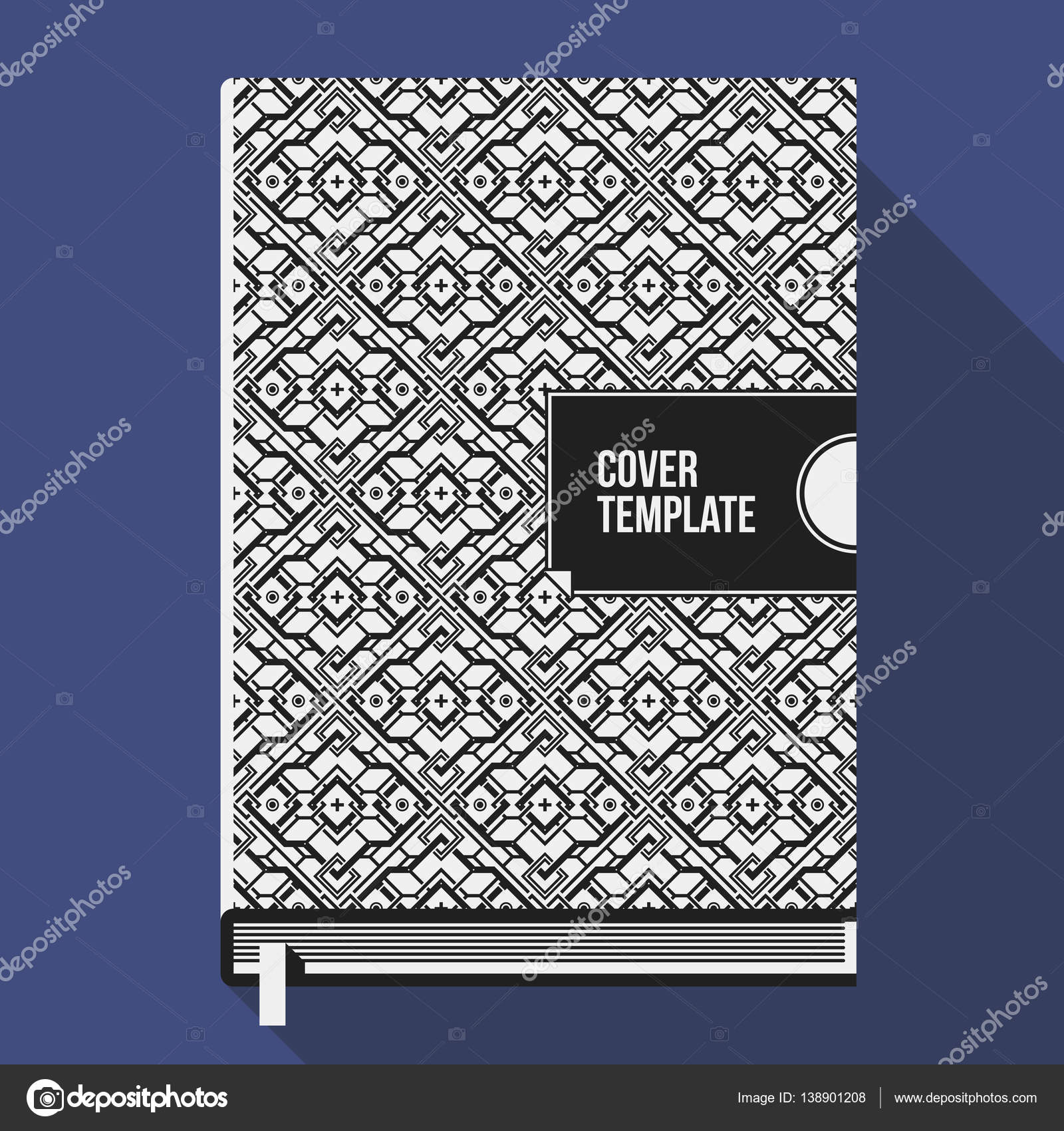 Book cover design template with monochrome geometric pattern. Useful ...