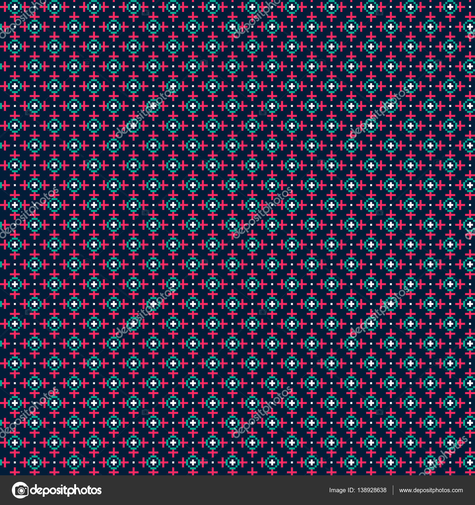 Cute pixelated pattern with simple geometric shapes. Useful for textile ...