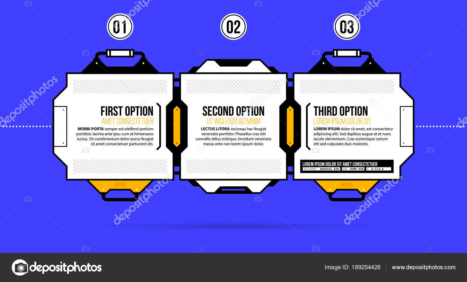 Three options horizontal template in geometric industrial/techno style ...