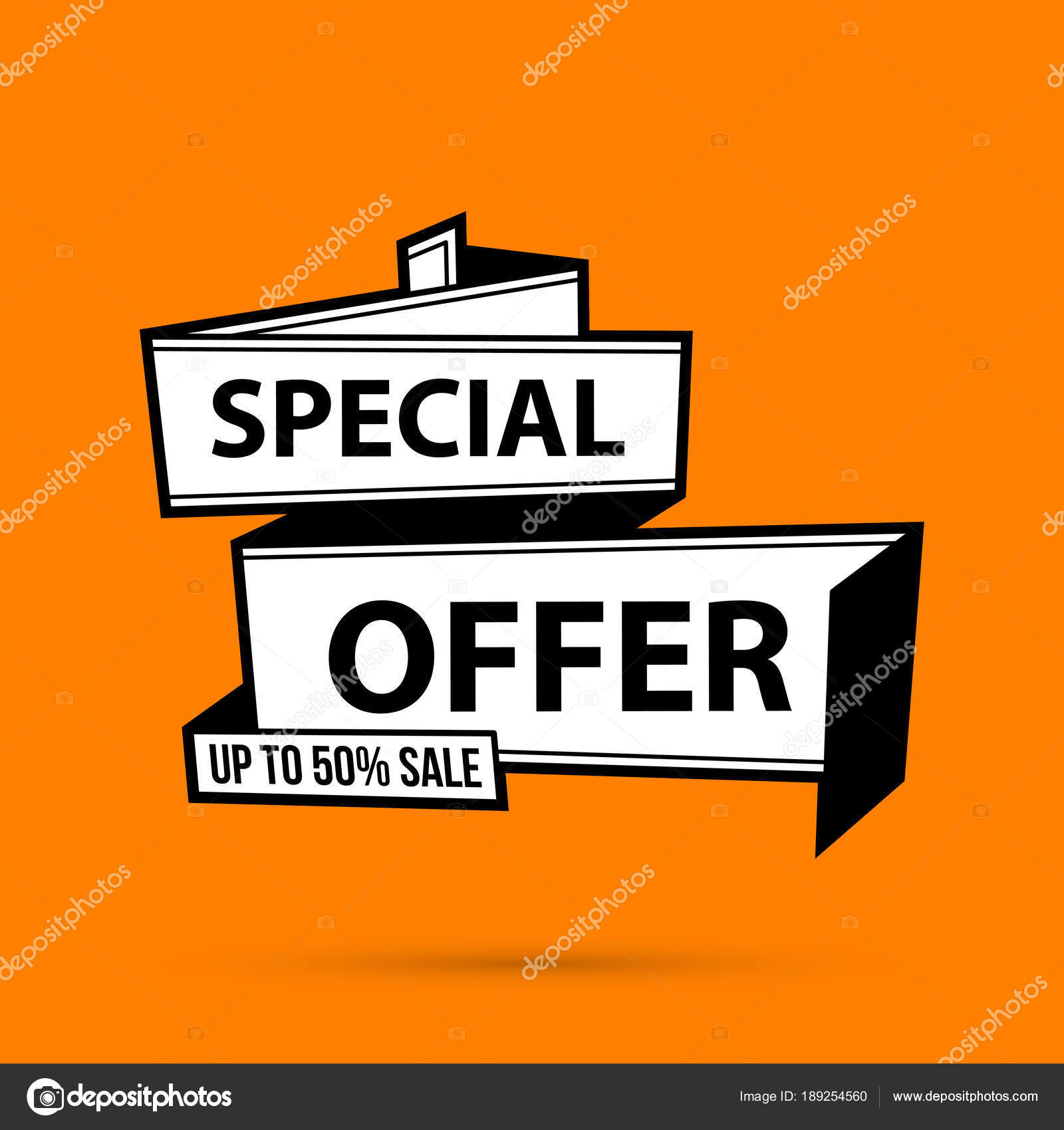Special offer banner template in black and white style on bright orange ...