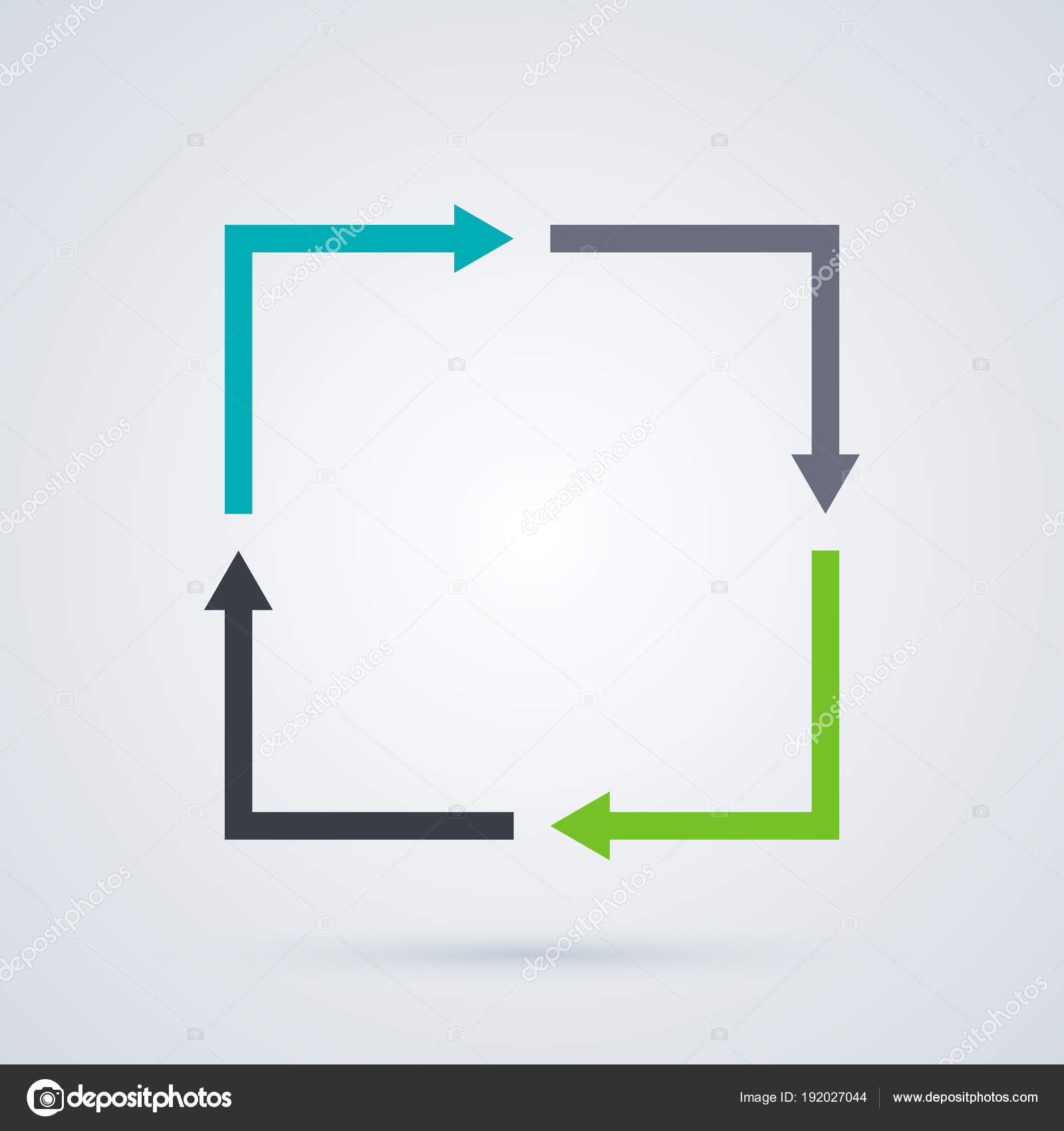 Square cycle template with four segments in elegant business style on ...