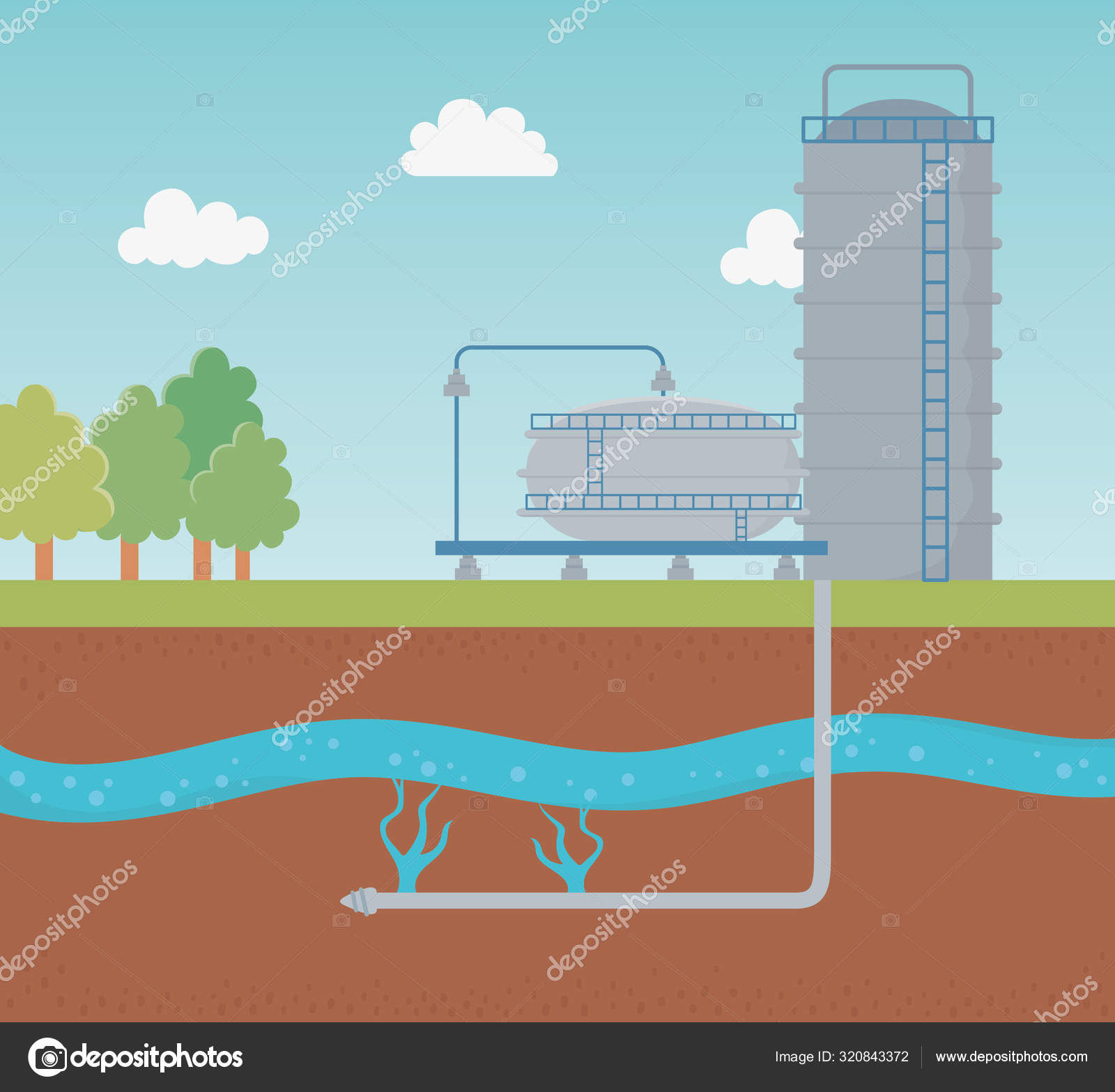Extracting petroleum process exploration fracking Stock Illustration by ...