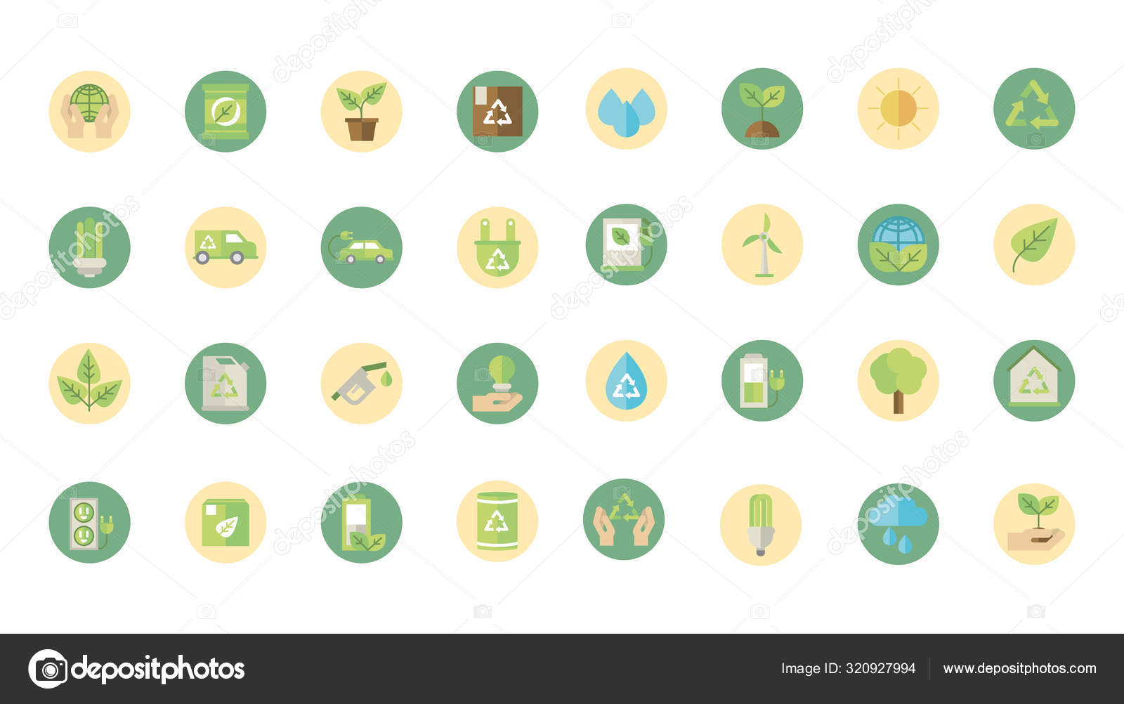Ecological green energy block icons collection Stock Vector by ...