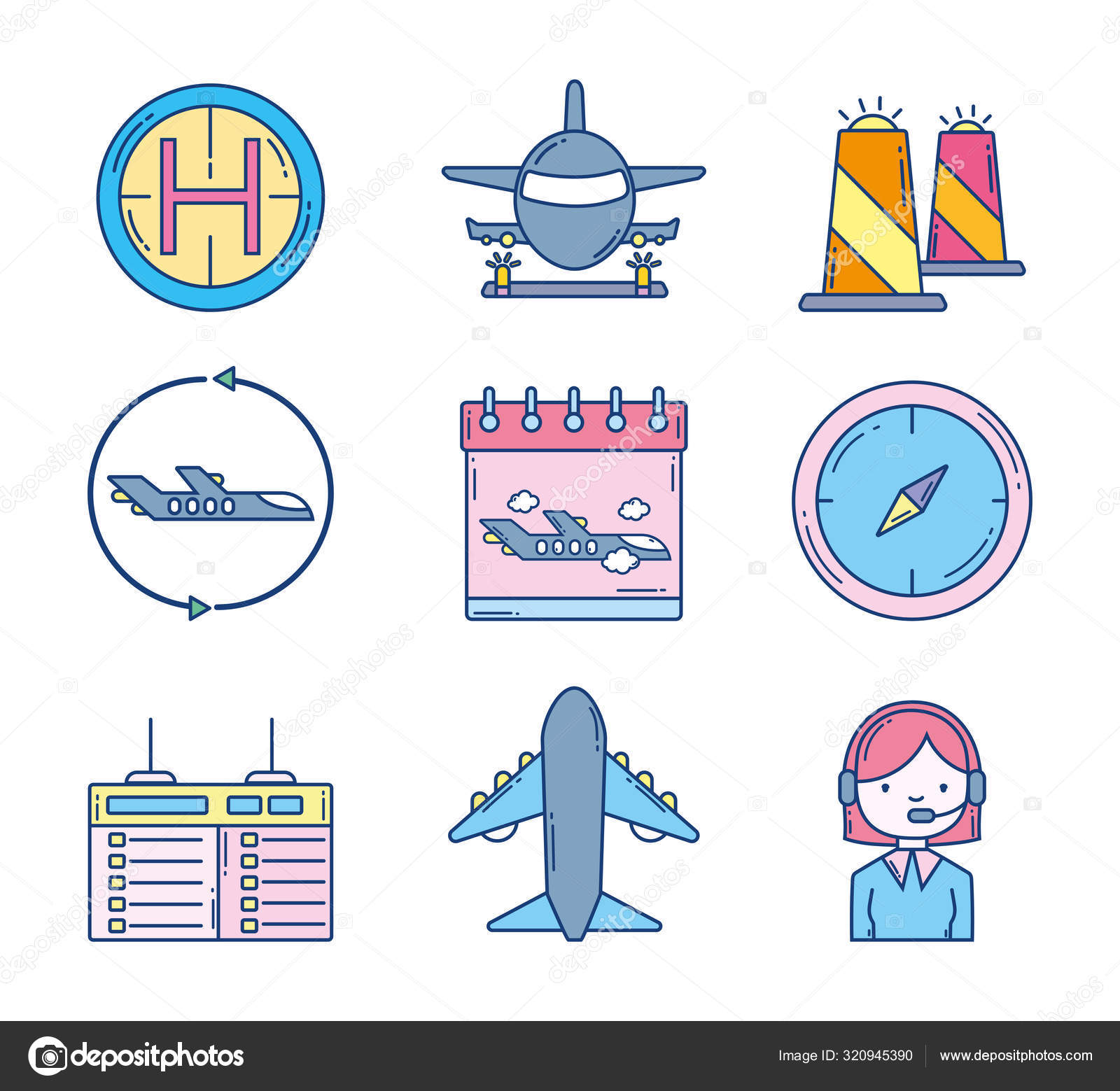 Travel aviation transport airport icons Stock Vector Image by ©stockgiu ...