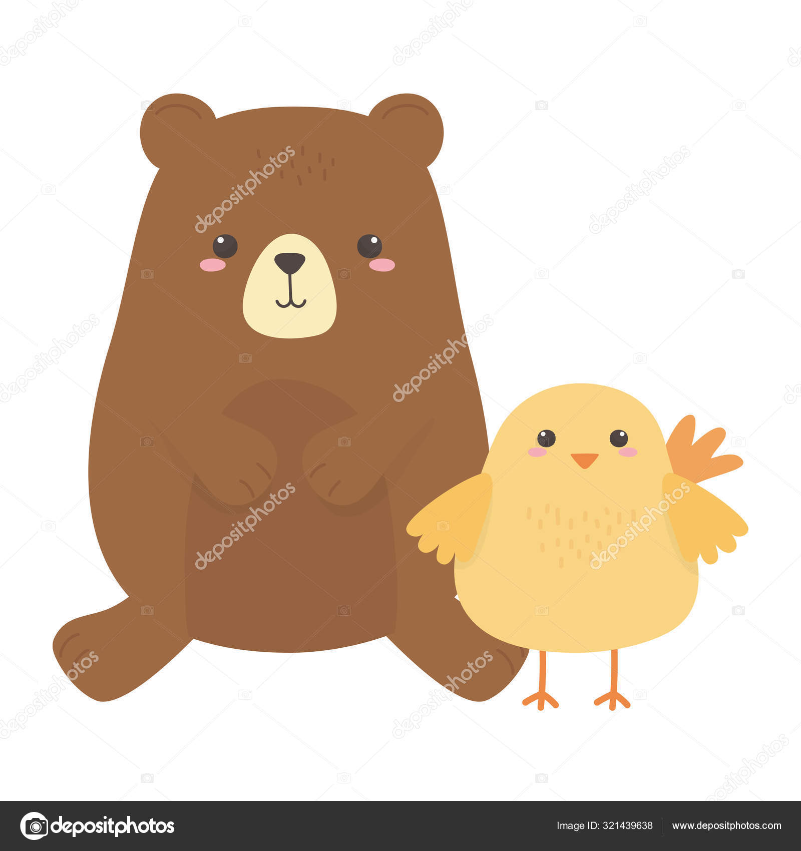 Bear and chicken cartoon vector design Stock Vector by ©stockgiu 321439638
