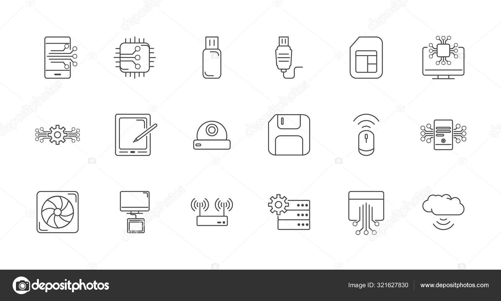 Digital tech circuit board icons set line Stock Vector Image by ...
