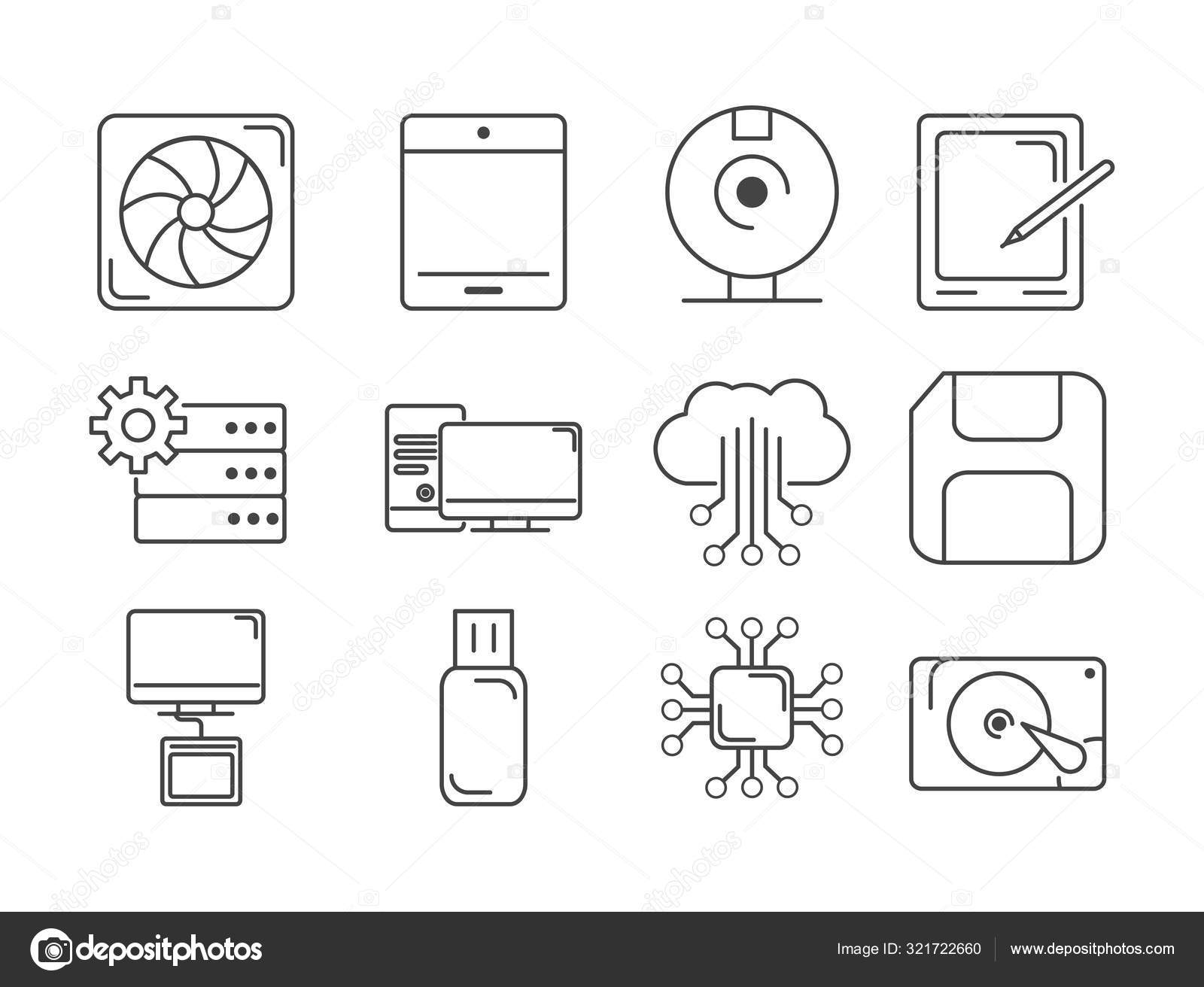 Digital tech circuit board icons set line Stock Vector Image by ...
