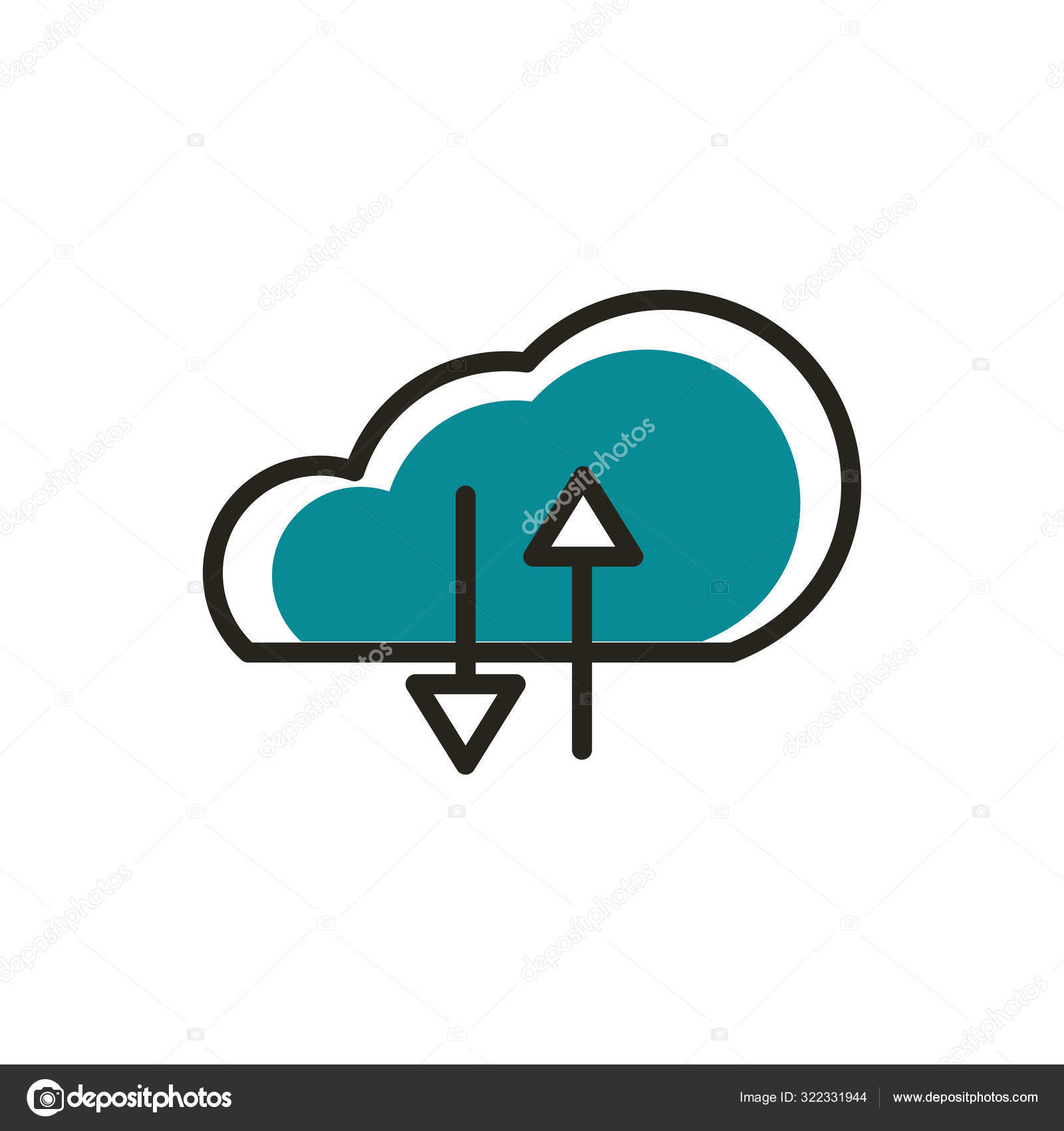Cloud computing upload download web development icon line and fill Stock Vector by ©stockgiu ...