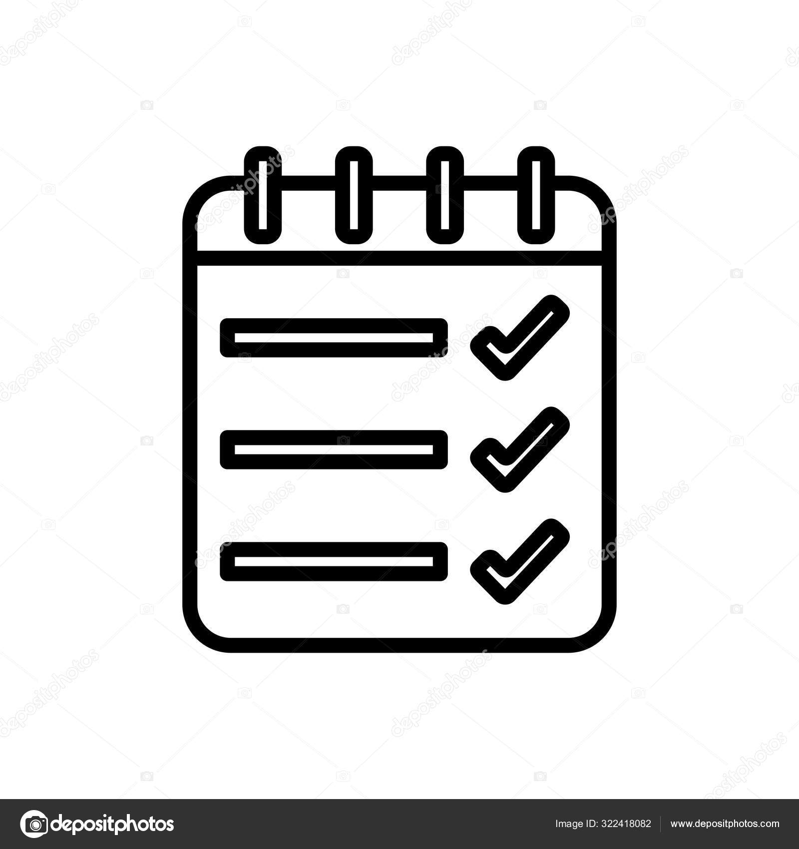List check mark notepad spiral icon thick line Stock Vector Image by ...