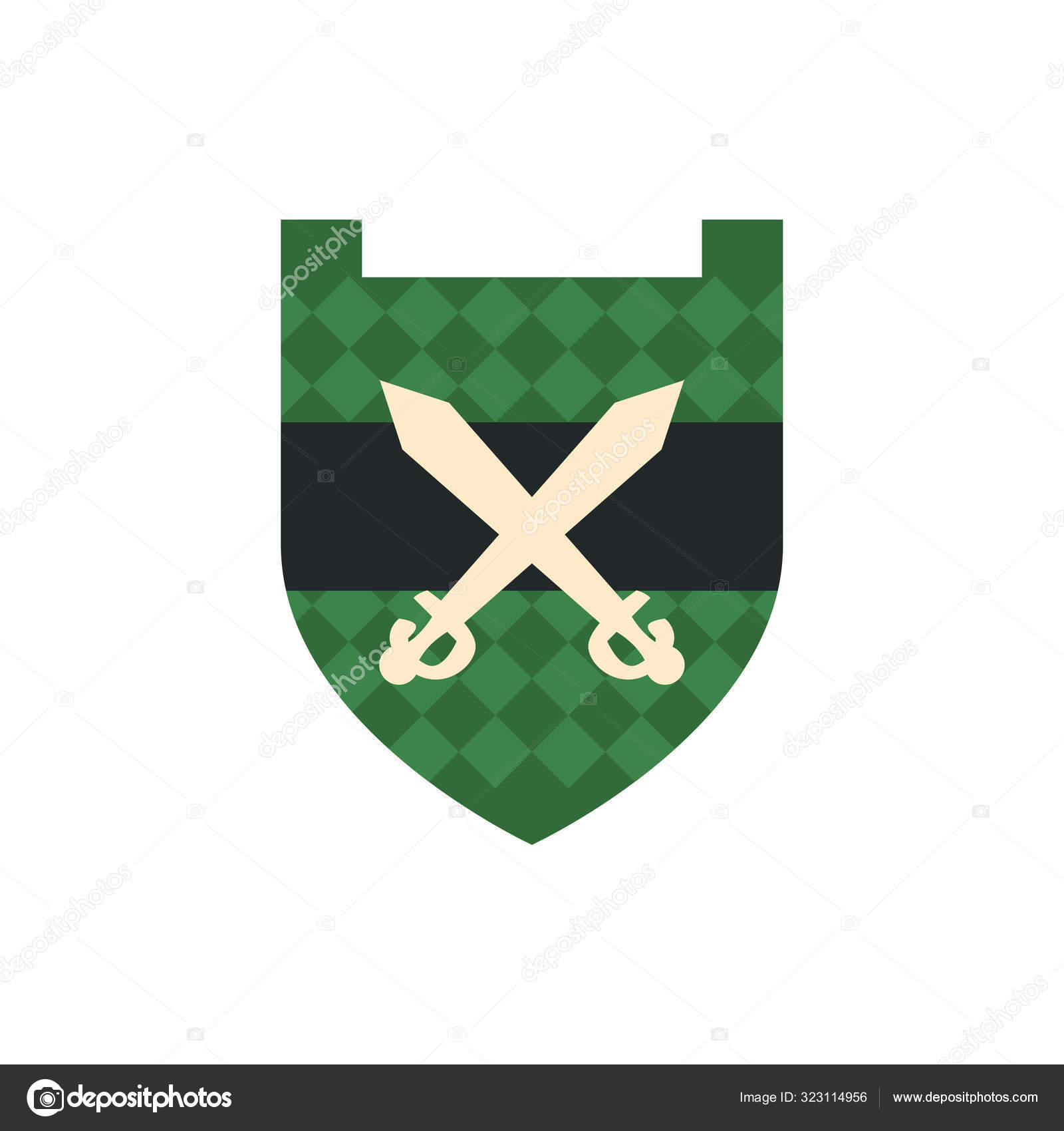 Medieval shield with swords crossed flat icon Stock Vector Image by ...