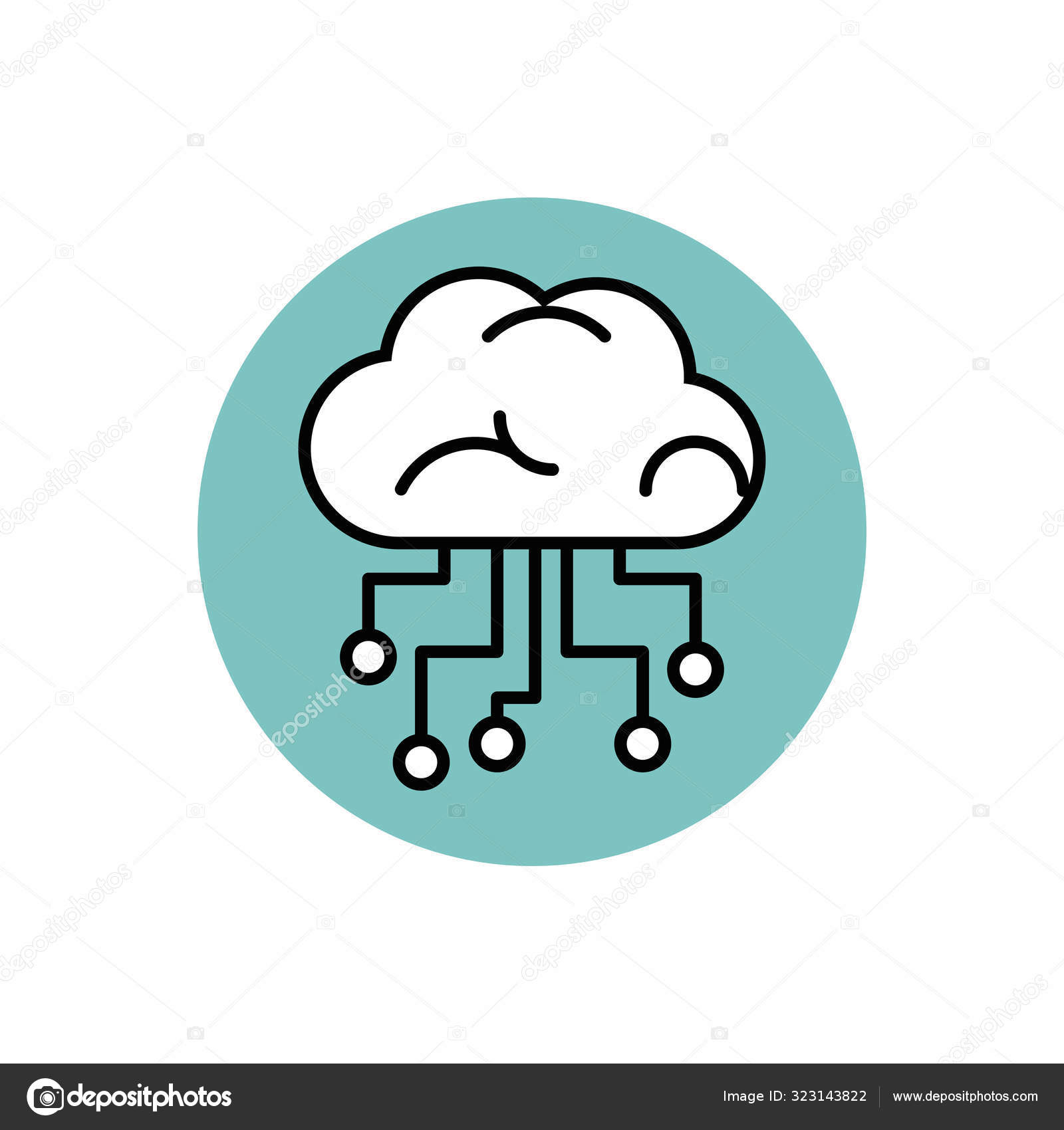 Digital Cloud Computing Icon Block Design Stock Vector By ©stockgiu 323143822
